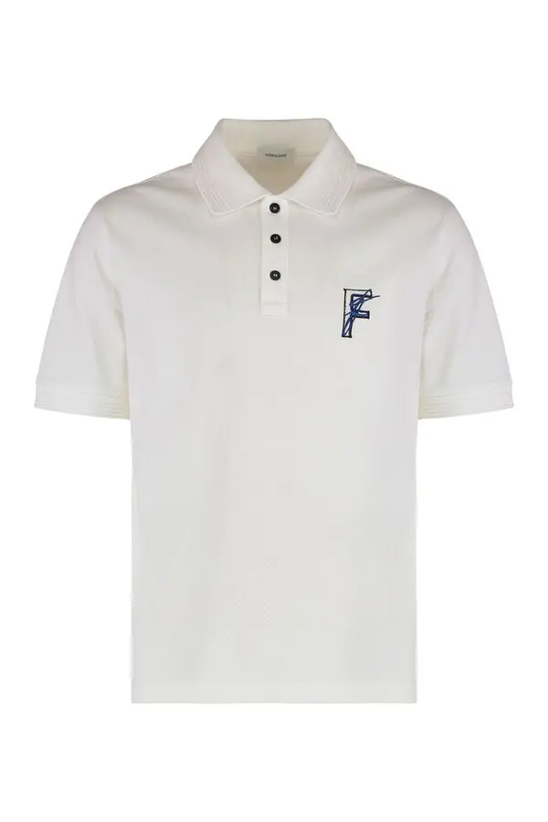 FERRAGAMO Logo-embroidered Polo Shirt - White