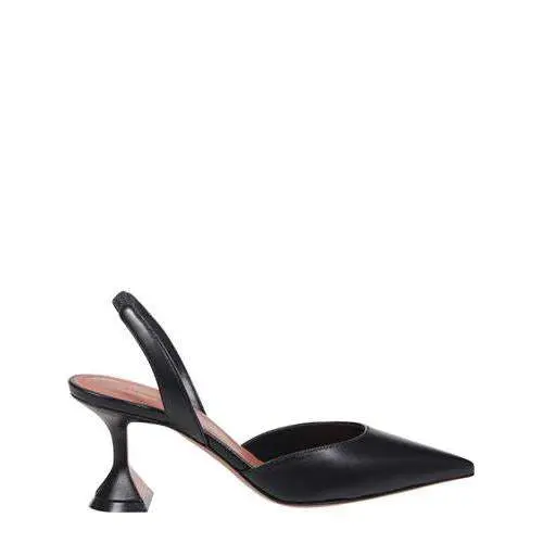 Amina Muaddi Slingback Strap Pointed Toe Heels With 70mm Covered Heel - Nero