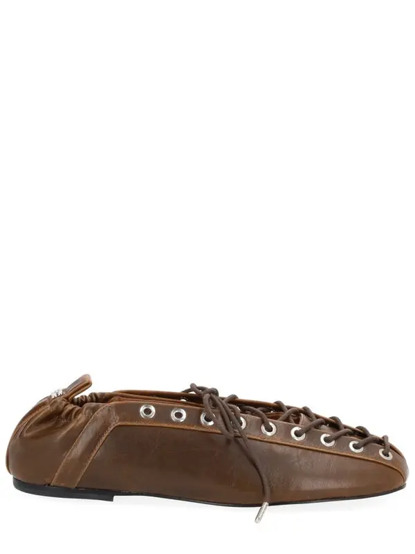 GANNI Lace-up Ballerinas Oleatex - Brown