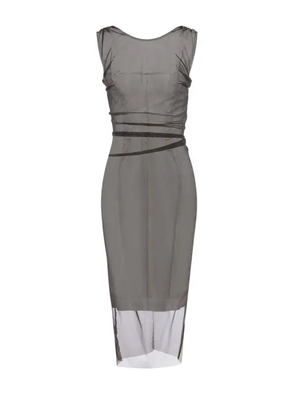 MAISON MARGIELA Sleeveless Sheer Midi Dress With Tulle Overlay