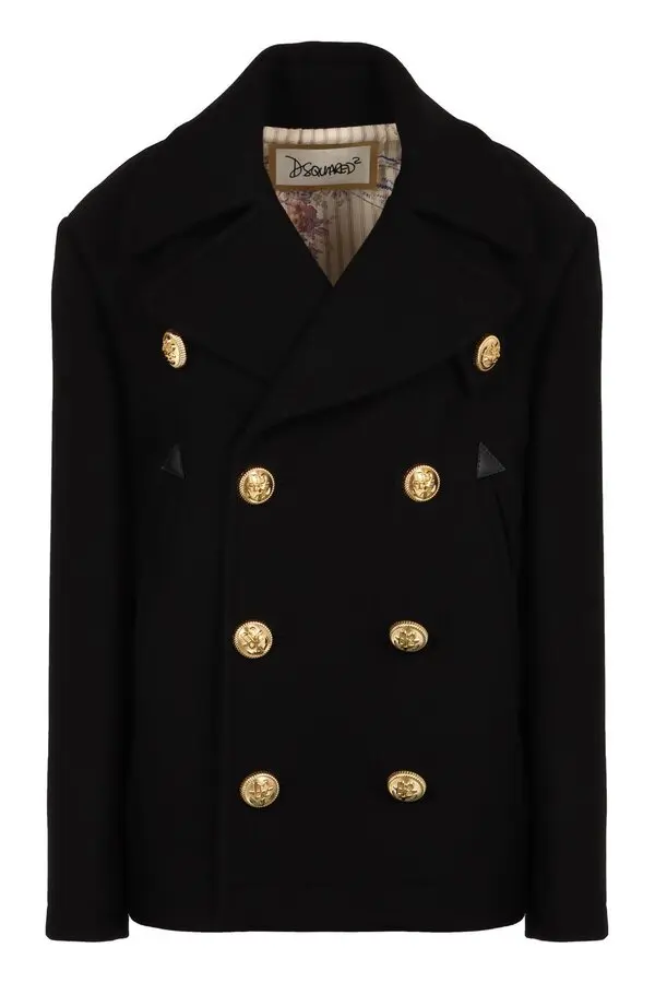 Dsquared2 Virgin Wool Blend Double-breasted Caban Coat