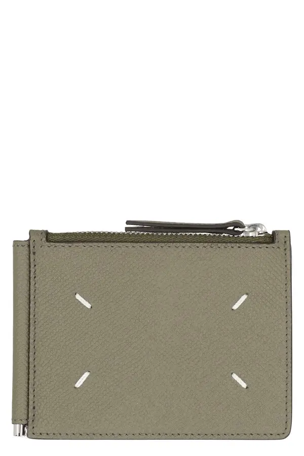 MAISON MARGIELA Mini Hammered Cardholder With Coin Pocket - Green