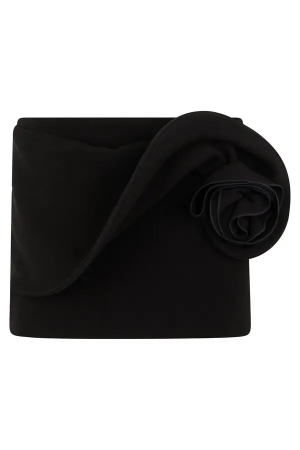 Magda Butrym Elegant Low Waist Mini Skirt With Floral Application - Black