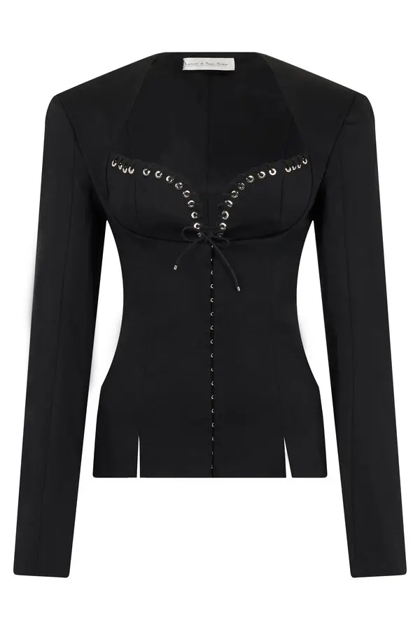 LUDOVIC DE SAINT SERNIN Fitted Long Sleeve Jacket With Lace-up Detail