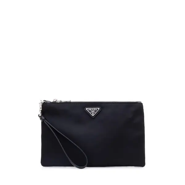 Prada Re-nylon And Saffiano Leather Pouch - Black