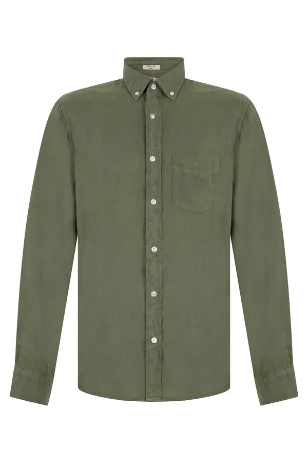Gant Long Sleeve Linen Shirt Perfect For Spring/summer 2026 - Green
