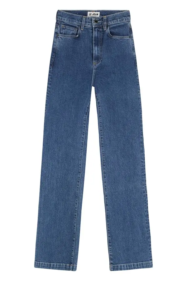 LE JEAN Straight Leg Jeans With Flare Design - Denim