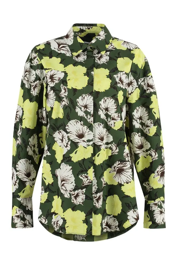 MSGM Floral-print Long-sleeve Shirt - Green
