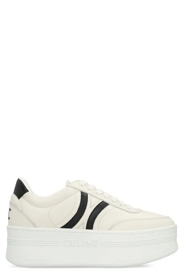 Celine Calfskin Block Sneakers With Wedge Outsole