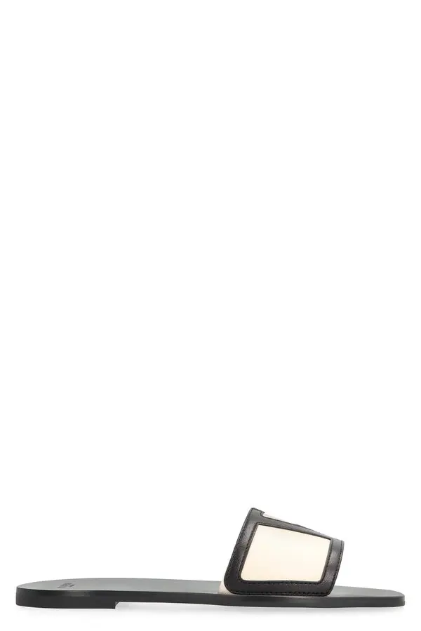Valentino Garavani Viva Superstar Appliquéd Two-tone Leather Slides - Black