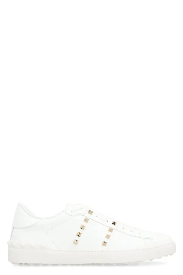 Valentino Garavani Calfskin Rockstud Untitled Sneaker For - White