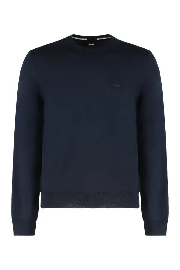 BOSS Classic Virgin Wool Sweater With Embroidery