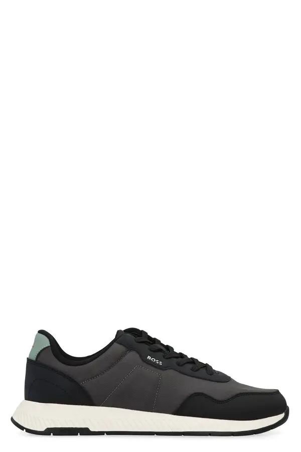 BOSS Low-top Sneakers With Contrast Heel - Black