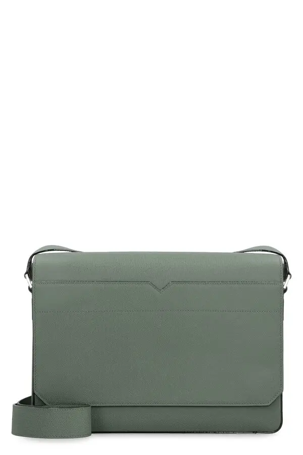 VALEXTRA V-line Leather Messenger Bag