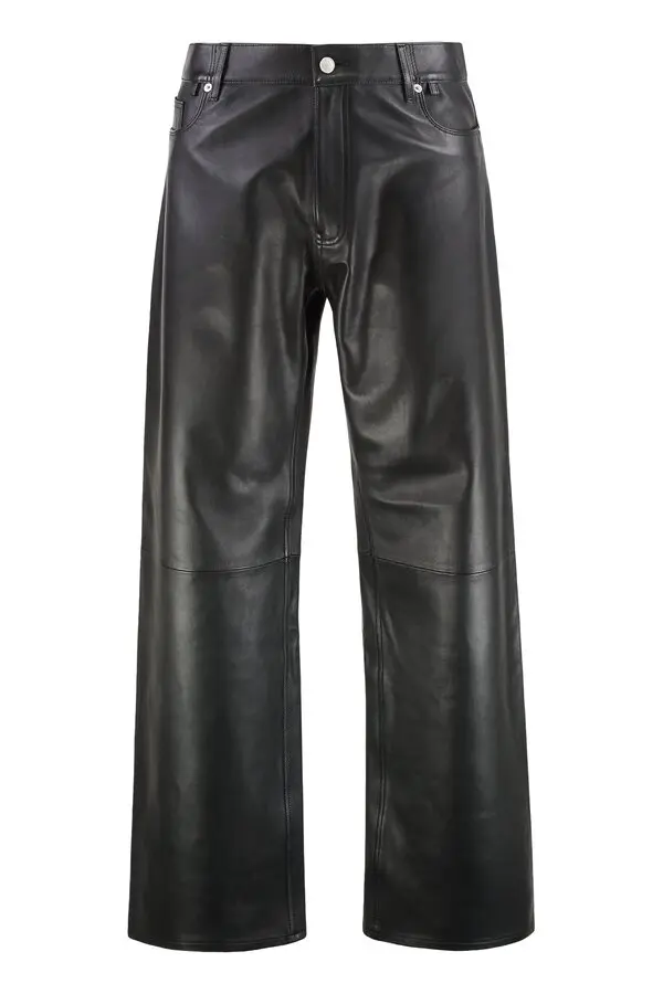 EZR Panelled Faux Leather Trousers - Black