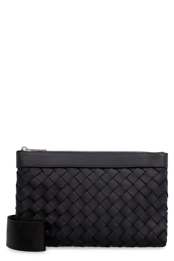 Bottega Veneta Intrecciato Messenger Bag - Black