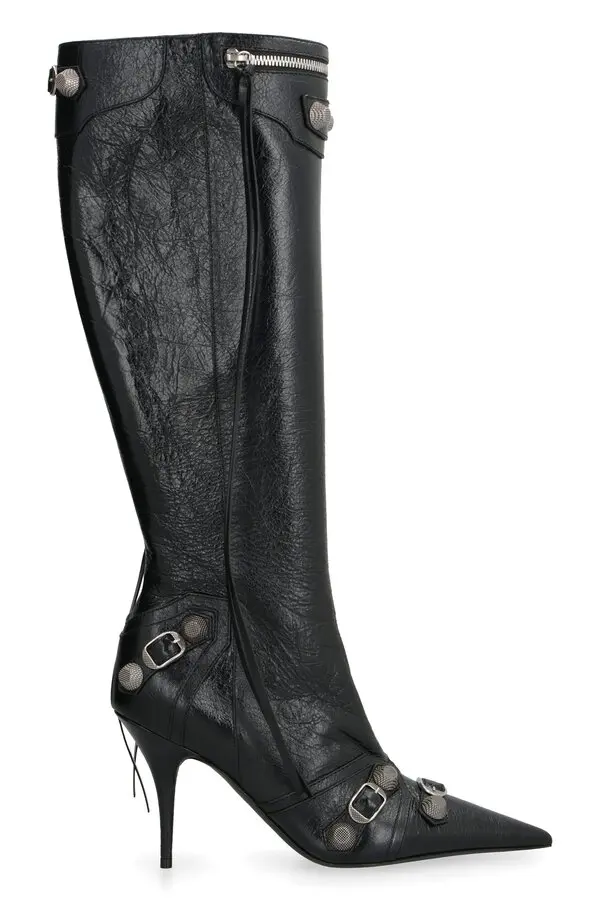 Balenciaga 90mm Cagole Leather Boots - Black