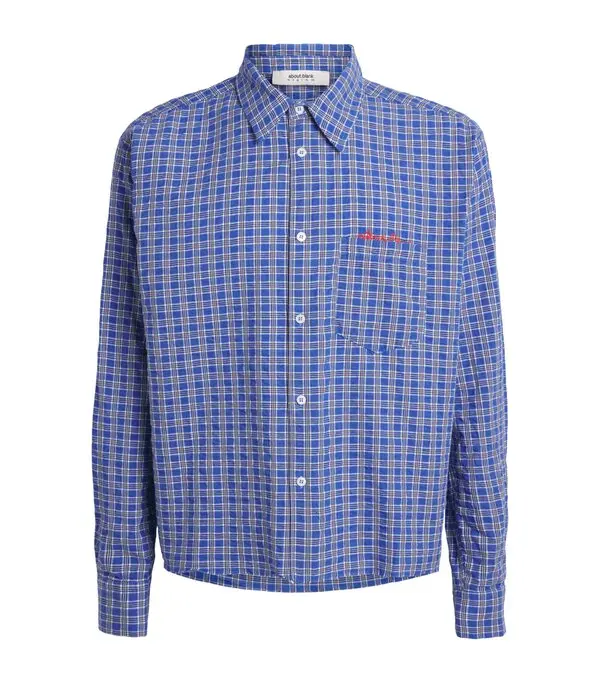 ABOUT:BLANK Cotton Raw-hem Check Shirt - Blue