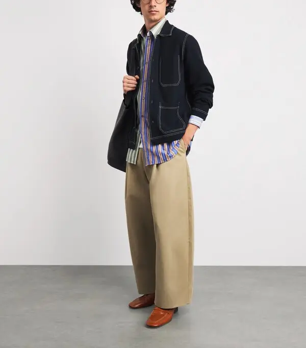 Paul Smith Merino Wool-blend Contrast-stitch Overshirt