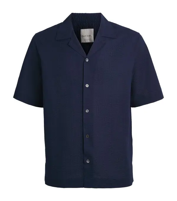 Paul Smith Cotton Seersucker Shirt - Navy