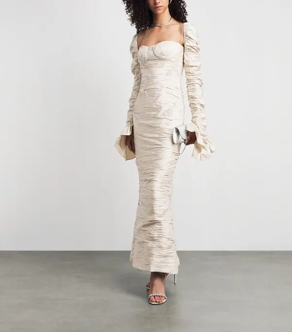 SANDRA MANSOUR Silk Embellished Daydream Gown