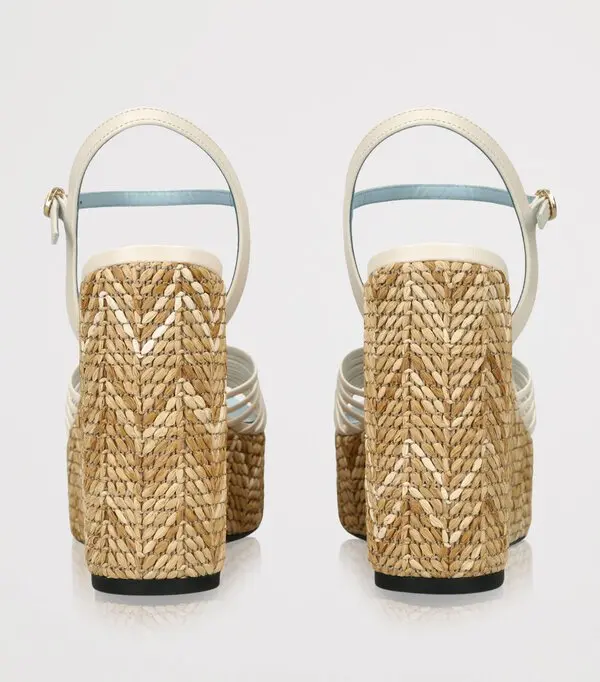 Valentino Garavani Leather Coeur Royal Wedge Sandals 110 - White