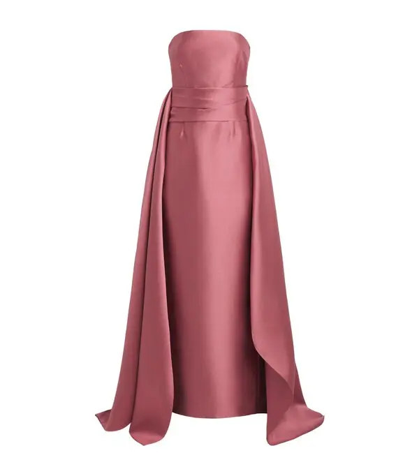 Solace London Satin Strapless Elara Gown - Pink