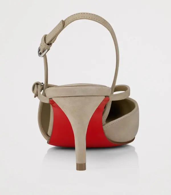 CHRISTIAN LOUBOUTIN Twistissimo Nubuck Leather Slingback Pumps 60 - Beige