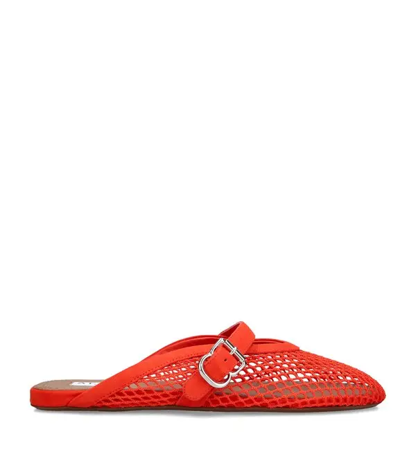 Alaïa Suede Fishnet Mules - Orange