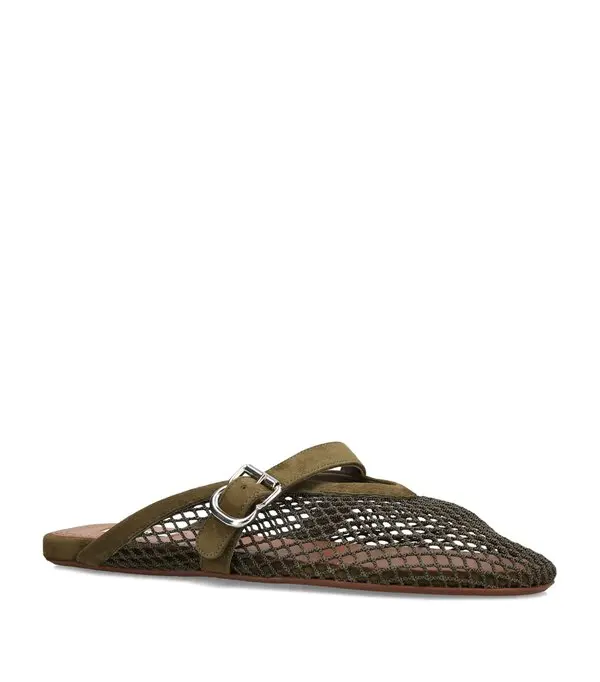 Alaïa Suede Fishnet Mules