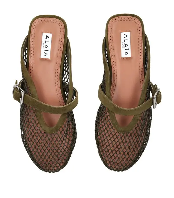 Alaïa Suede Fishnet Mules
