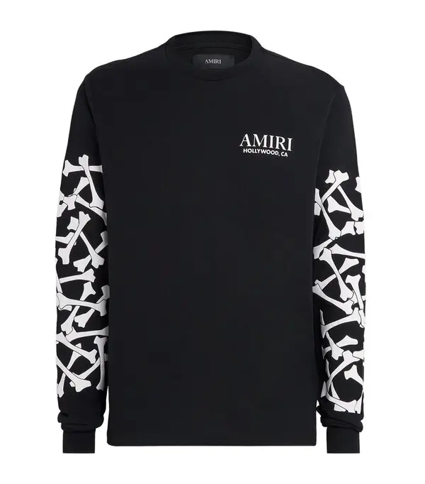 Amiri Cotton Stacked Bones Long-sleeve T-shirt - Black