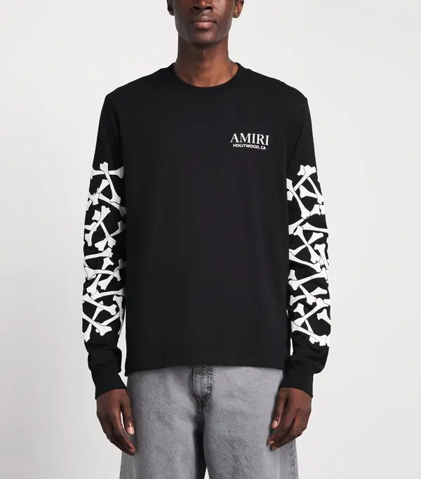 Amiri Cotton Stacked Bones Long-sleeve T-shirt - Black