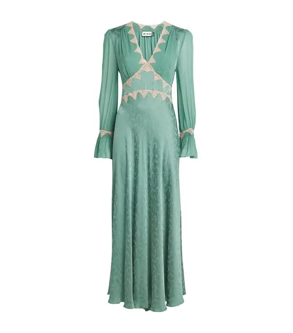 Rixo Floral Jacquard Arlena Midi Dress - Green