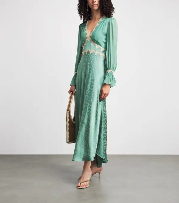 Rixo Floral Jacquard Arlena Midi Dress