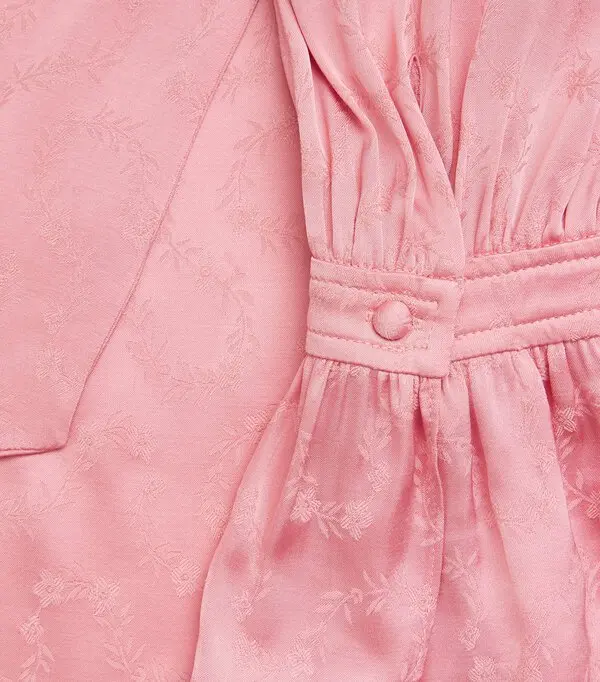 Rixo Satin Floral Jacquard Evanora Blouse
