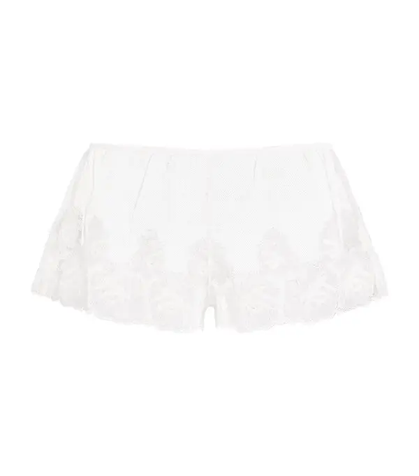 Kiki De Montparnasse Lace Fleurs Veloutées Shorts - Ivory