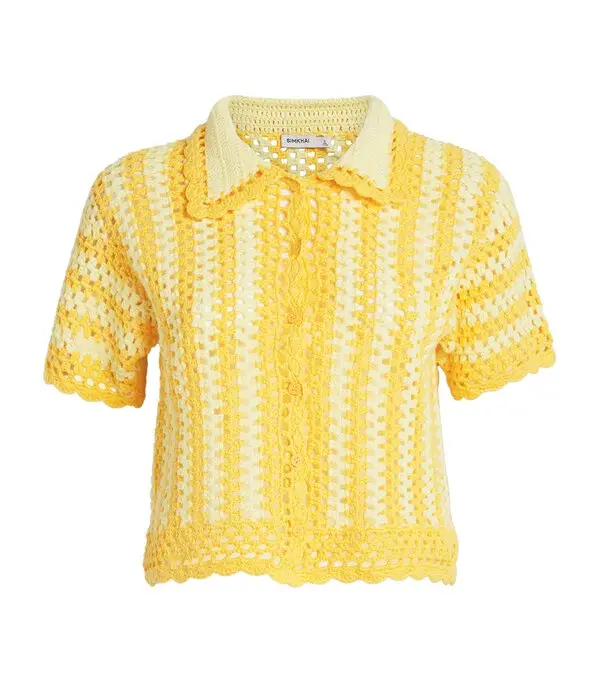 Simkhai Crochet Stripe Stanton Shirt - Orange