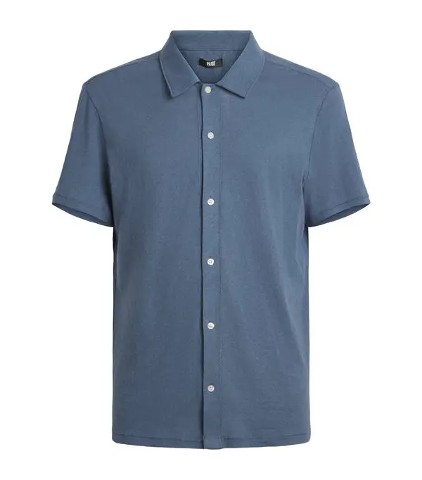 Paige Linen-cotton Sultan Short-sleeve Shirt - Blue