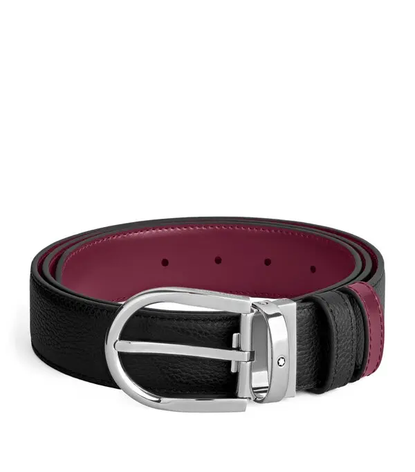 Montblanc Leather Horseshoe Reversible Belt - Black