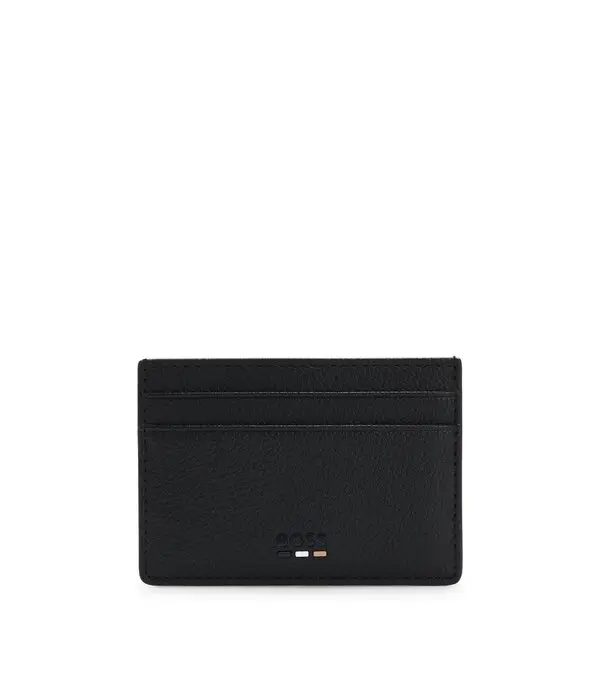 BOSS Grained Faux-leather Card Holder With Money Clip - Black