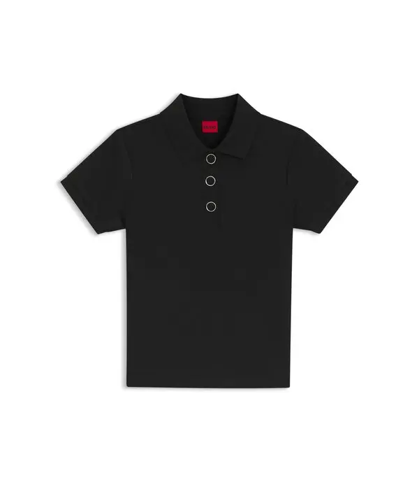Hugo Slim-fit Polo Shirt With Metal Buttons - Black