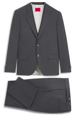 Hugo Three-piece Slim-fit Suit In Performance-stretch Fabric