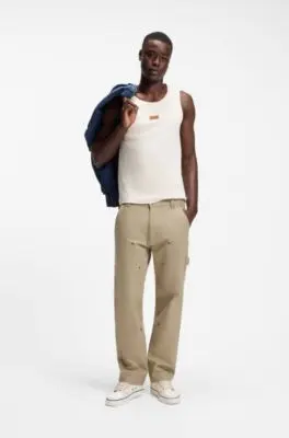 Hugo Regular-fit Pants In Stretch-cotton Canvas