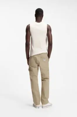 Hugo Regular-fit Pants In Stretch-cotton Canvas