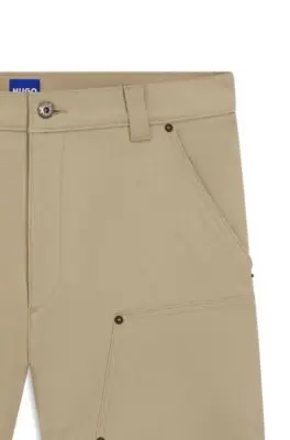 Hugo Regular-fit Pants In Stretch-cotton Canvas