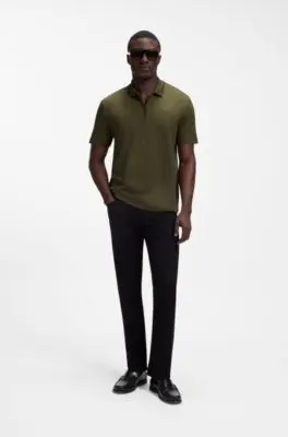BOSS Zipper-placket Piqué Polo Shirt