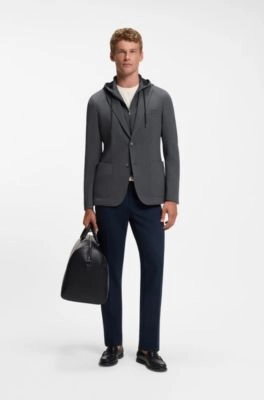 BOSS Slim-fit Jacket With Detachable Inner Hood