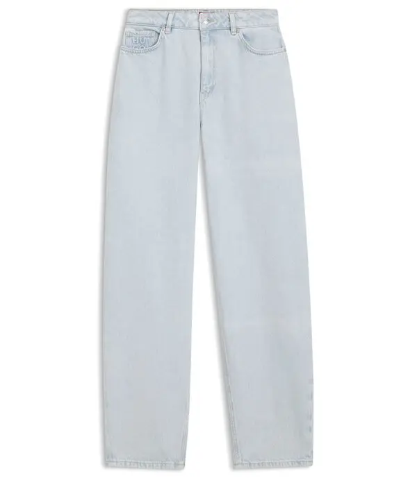 Hugo High-rise Barrel-leg Jeans In Soft Cotton - Turquoise