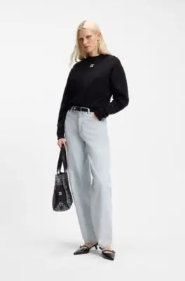 Hugo High-rise Barrel-leg Jeans In Soft Cotton